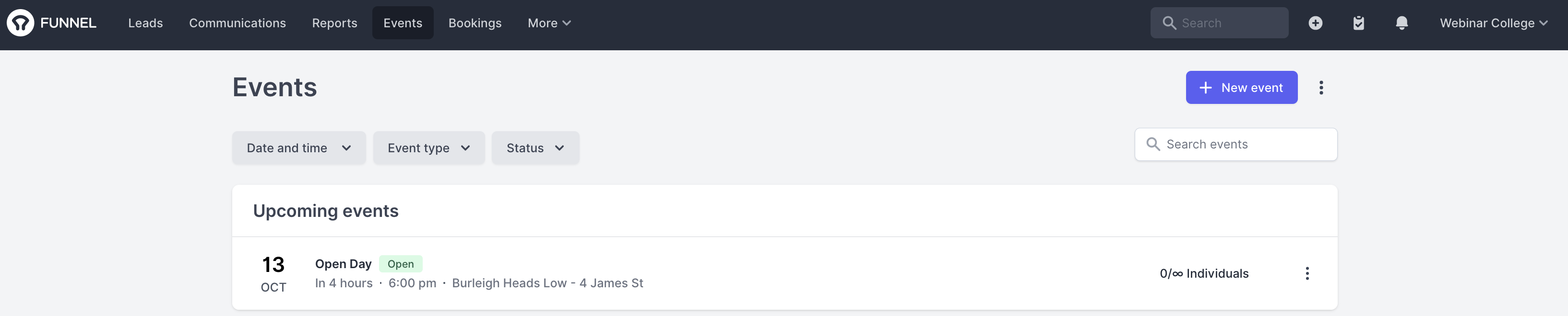 Creating and Managing Events in Funnel