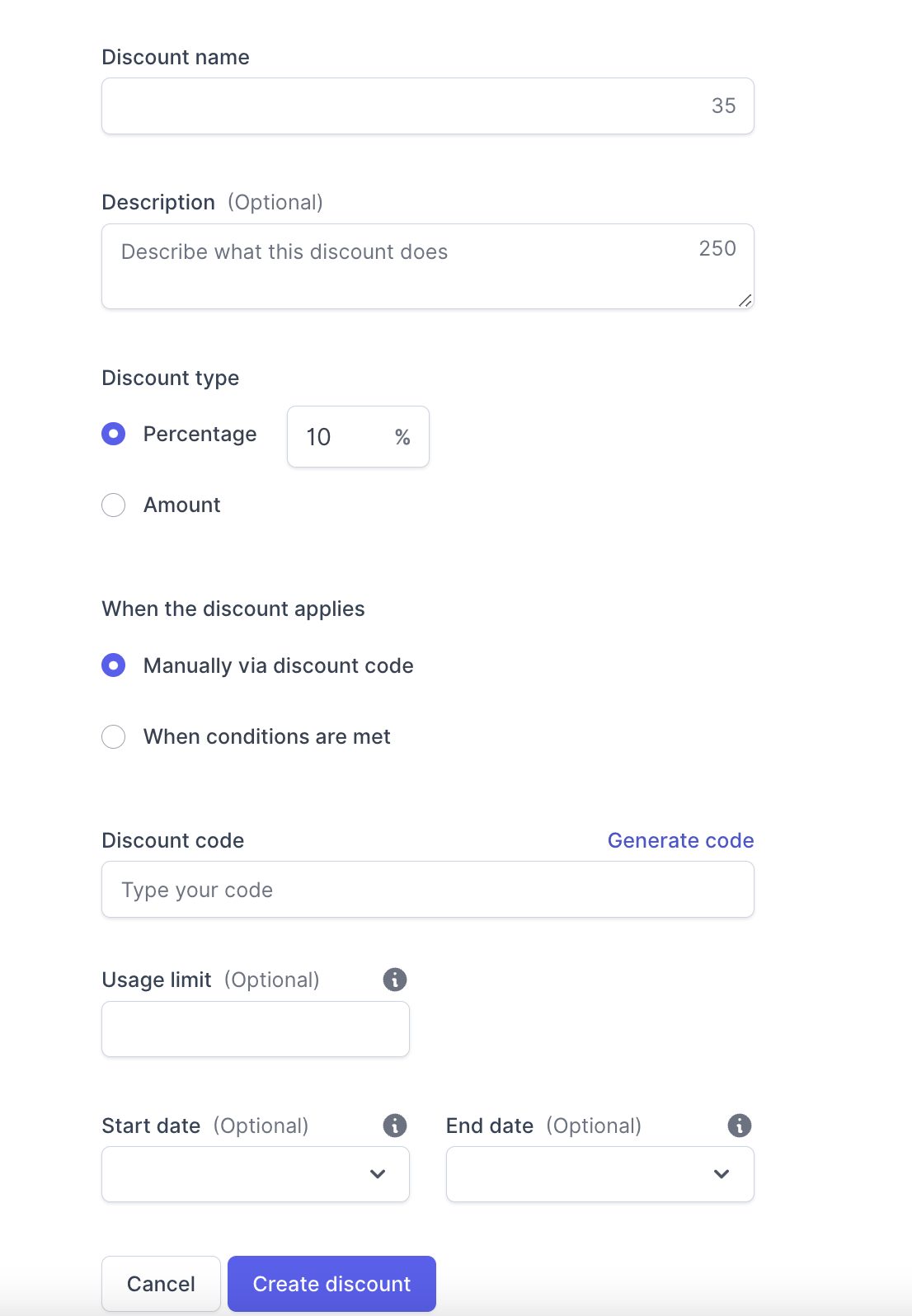 Managing Form Discounts