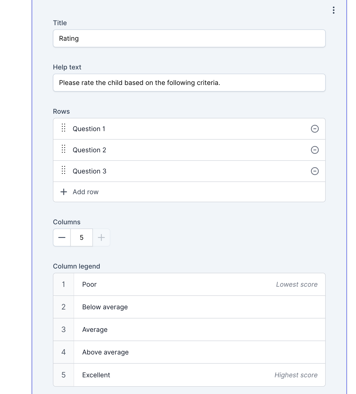 How do I add a rating field to a Recommendation form?
